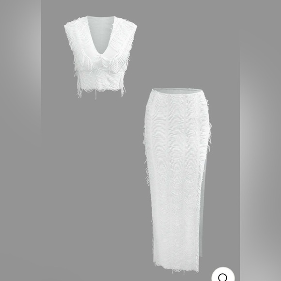 Micas | Dresses | Micas Distressed Vneck Cap Sleeve Crop Top And Slit ...